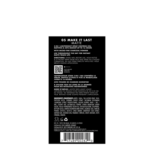 Make It Last Matte - Matte Finish Charcoal Setting Spray Jumbo Size